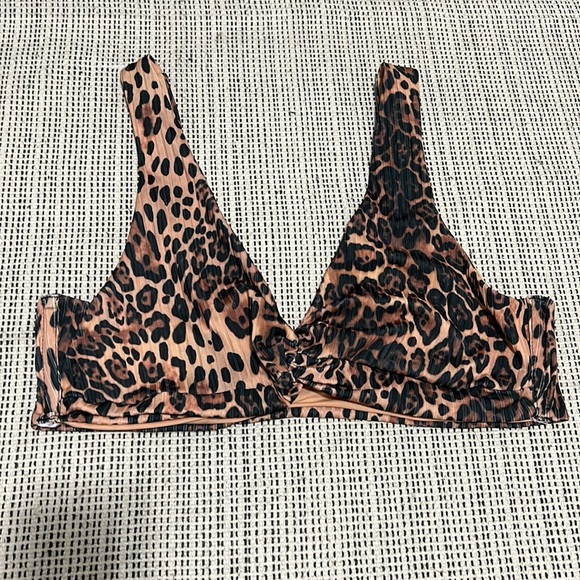 ASOS | Swim | Nwt Leopard Print Mix Match Rib Twist Bikini Top | Poshmark